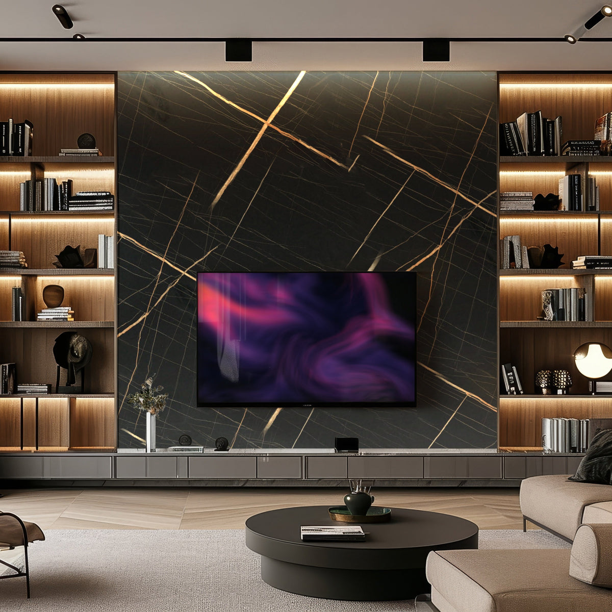 Midnight Gold Marble Durable PVC Wall – Landmark Decor Wall Panels